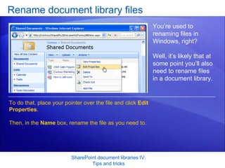 Share Point Server 2007- Document Libraries 4-Tips And Tricks | PPT