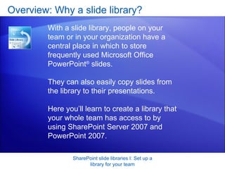 Share Point Server 2007 - Slide Libraries 1 - Set Up A Library For Your ...