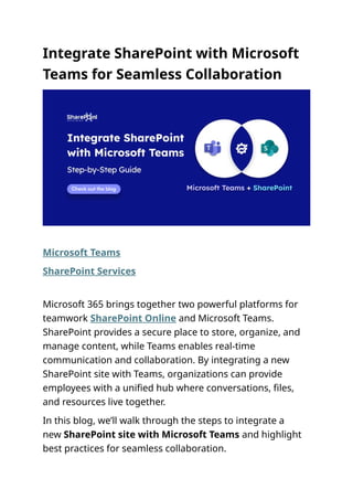 Integrate SharePoint with Microsoft Teams for Seamless Collaboration | DOCX