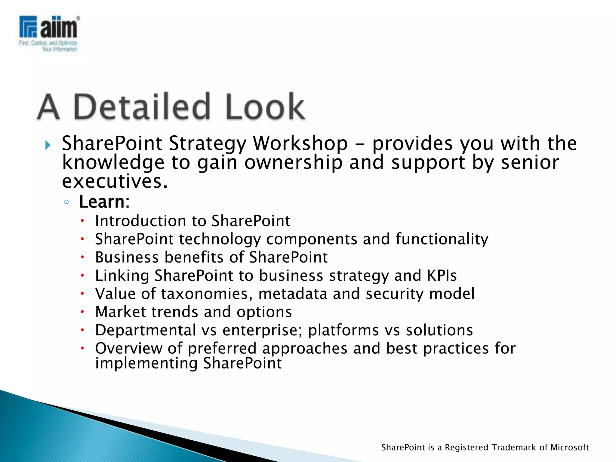 SharePoint: the AIIM Certificate Program | PPT