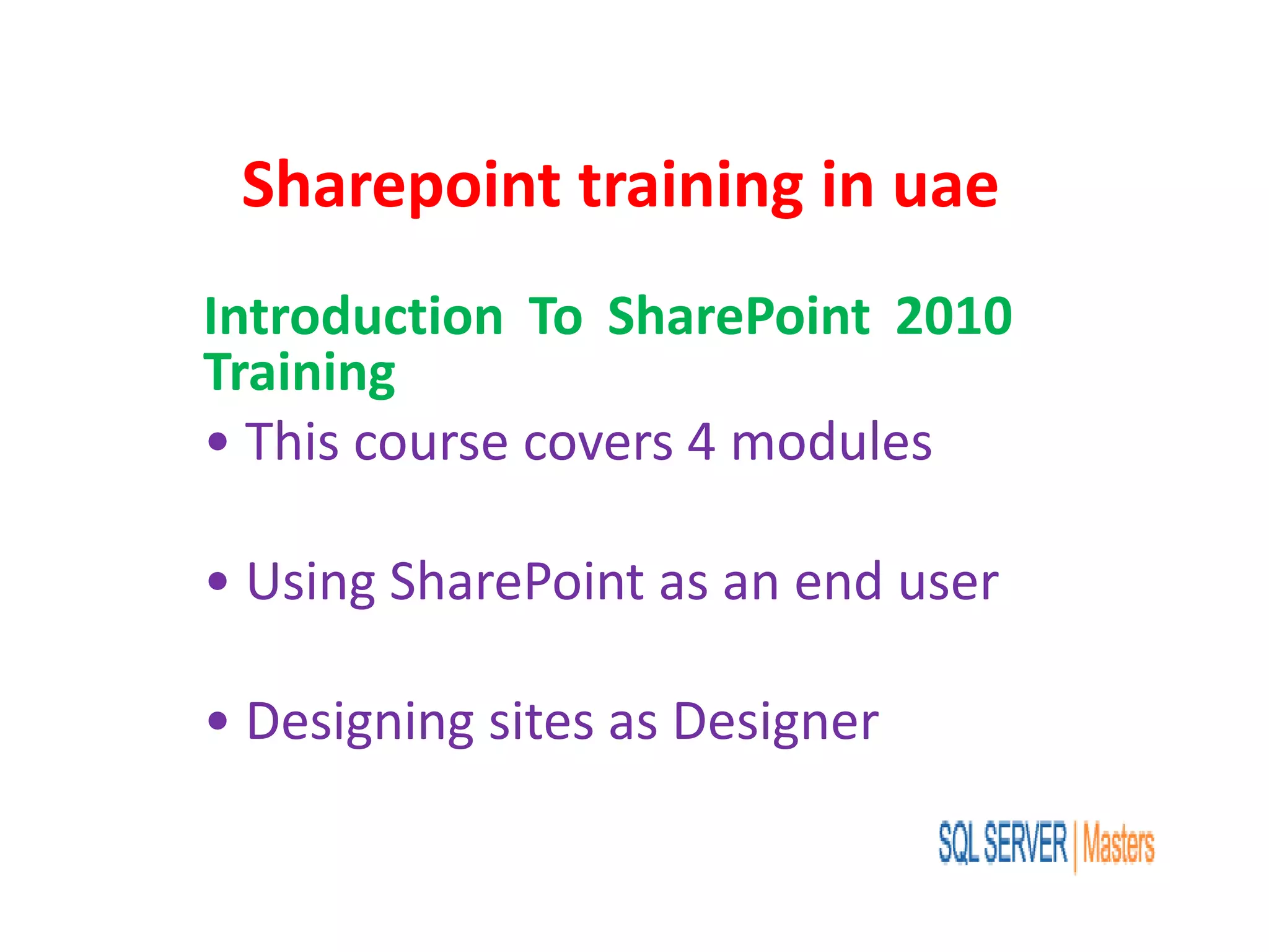 Sharepoint training in uae | PPTX