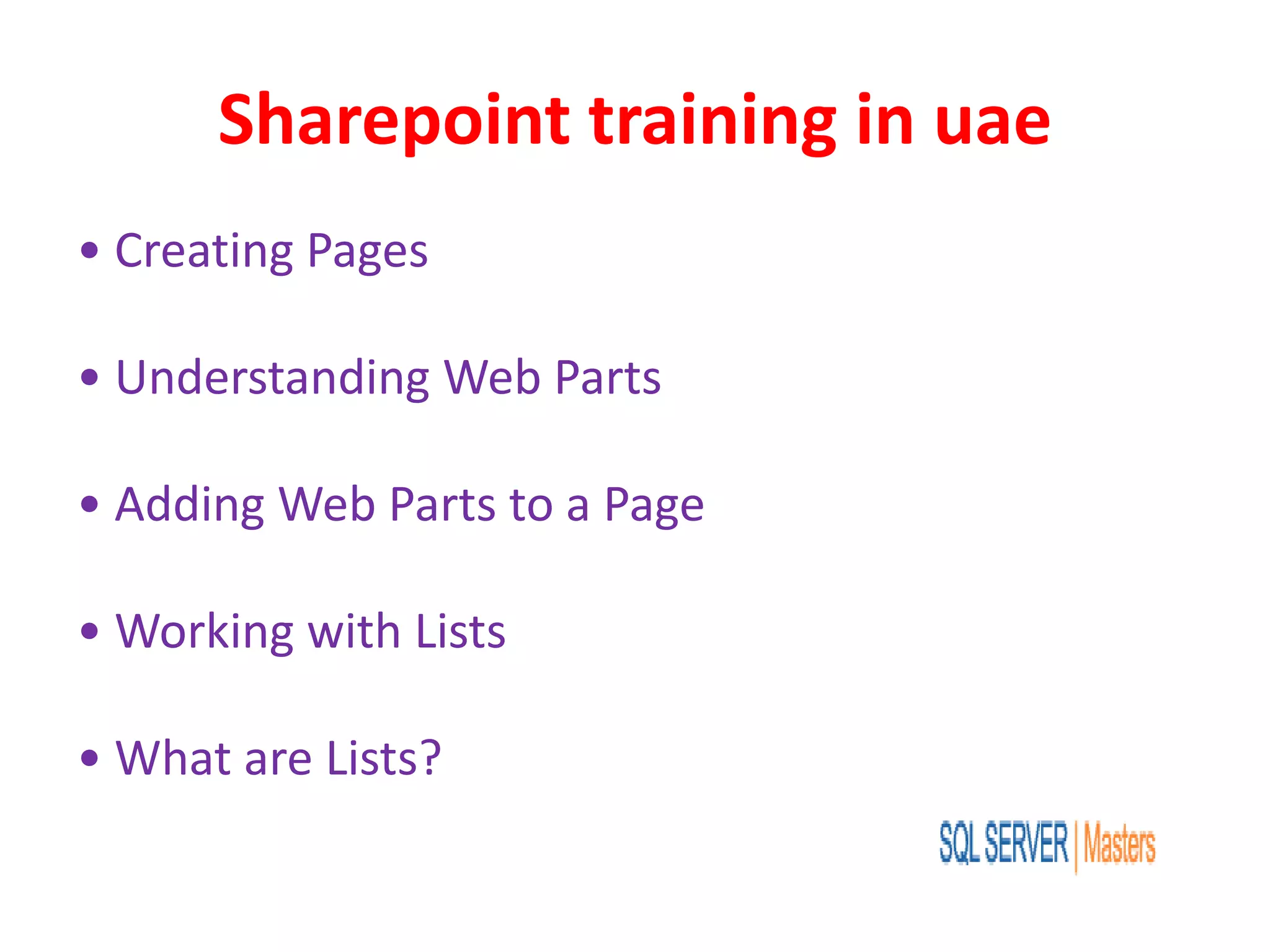 Sharepoint training in uae | PPTX