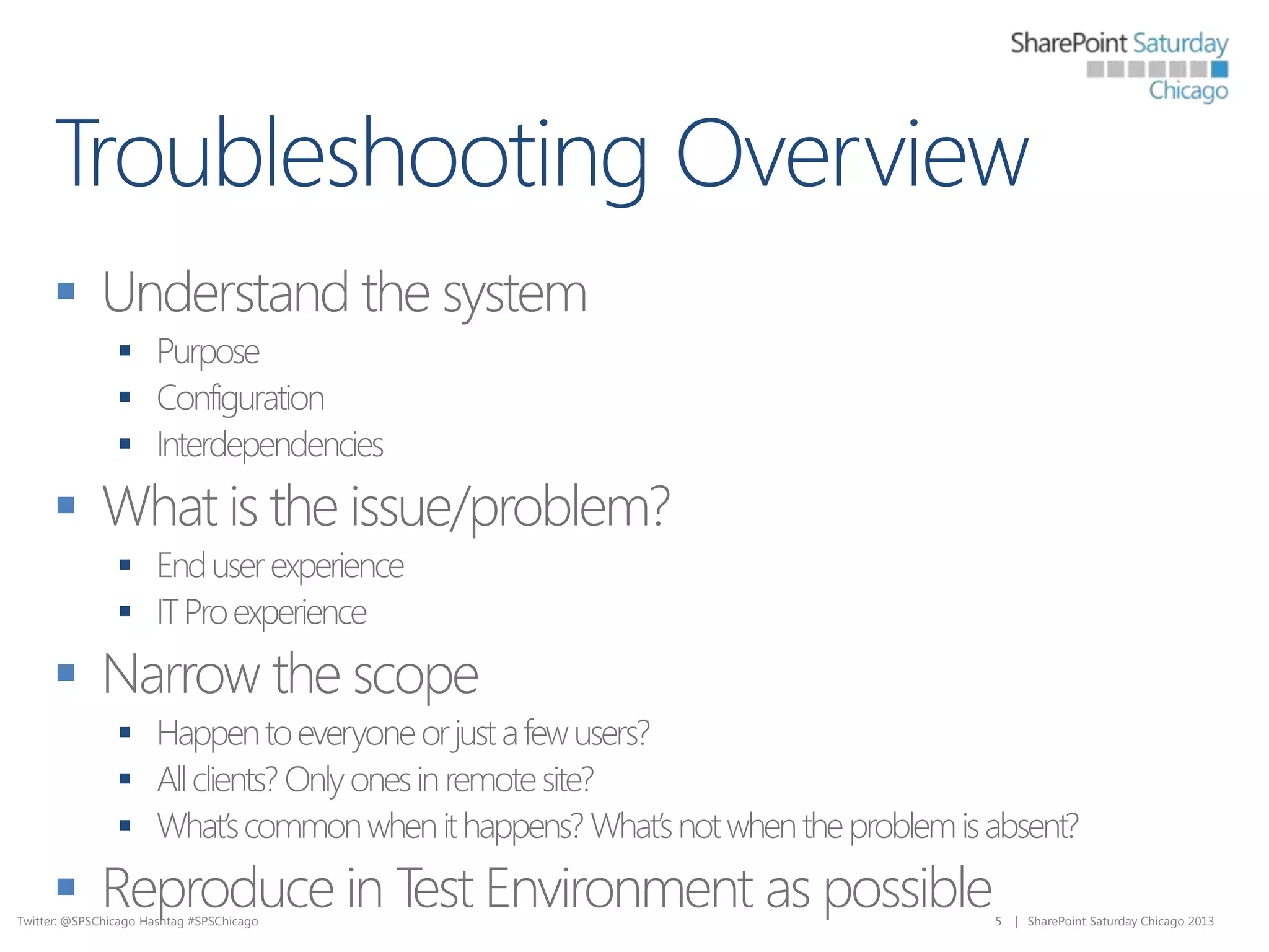 SharePoint Troubleshooting Tools & Techniques | PPTX