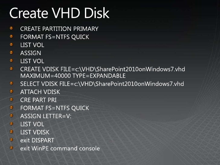 Install SharePoint 2010 on Windows 7 VHD Boot