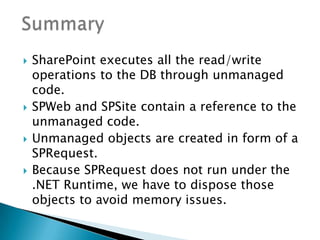 SharePoint underground (Unmanaged Code and SharePoint Internals) | PPTX