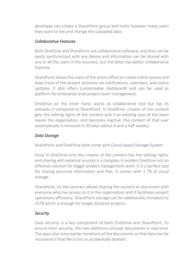 SharePoint vs OneDrive – Differences and Similarities | PDF