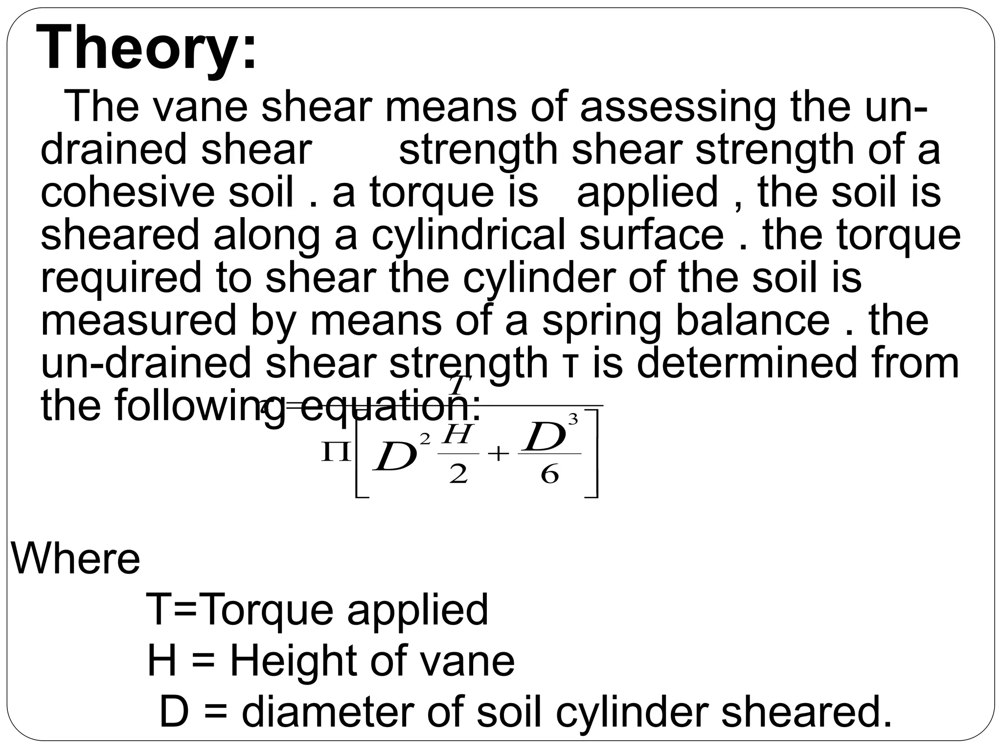 Determination of mechanical properties of soil by Vane Shear Test ...