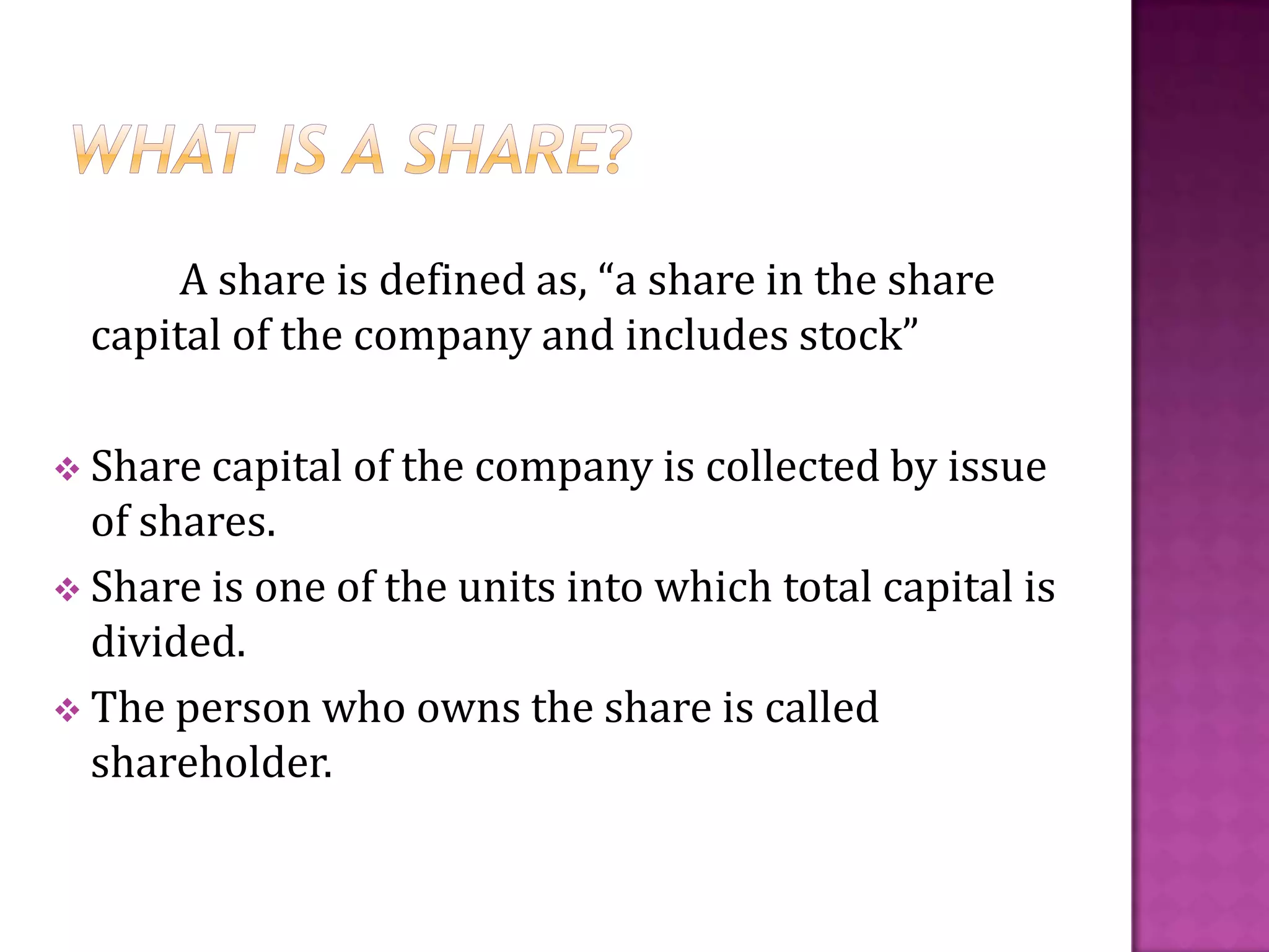 Shares and its types | PPTX