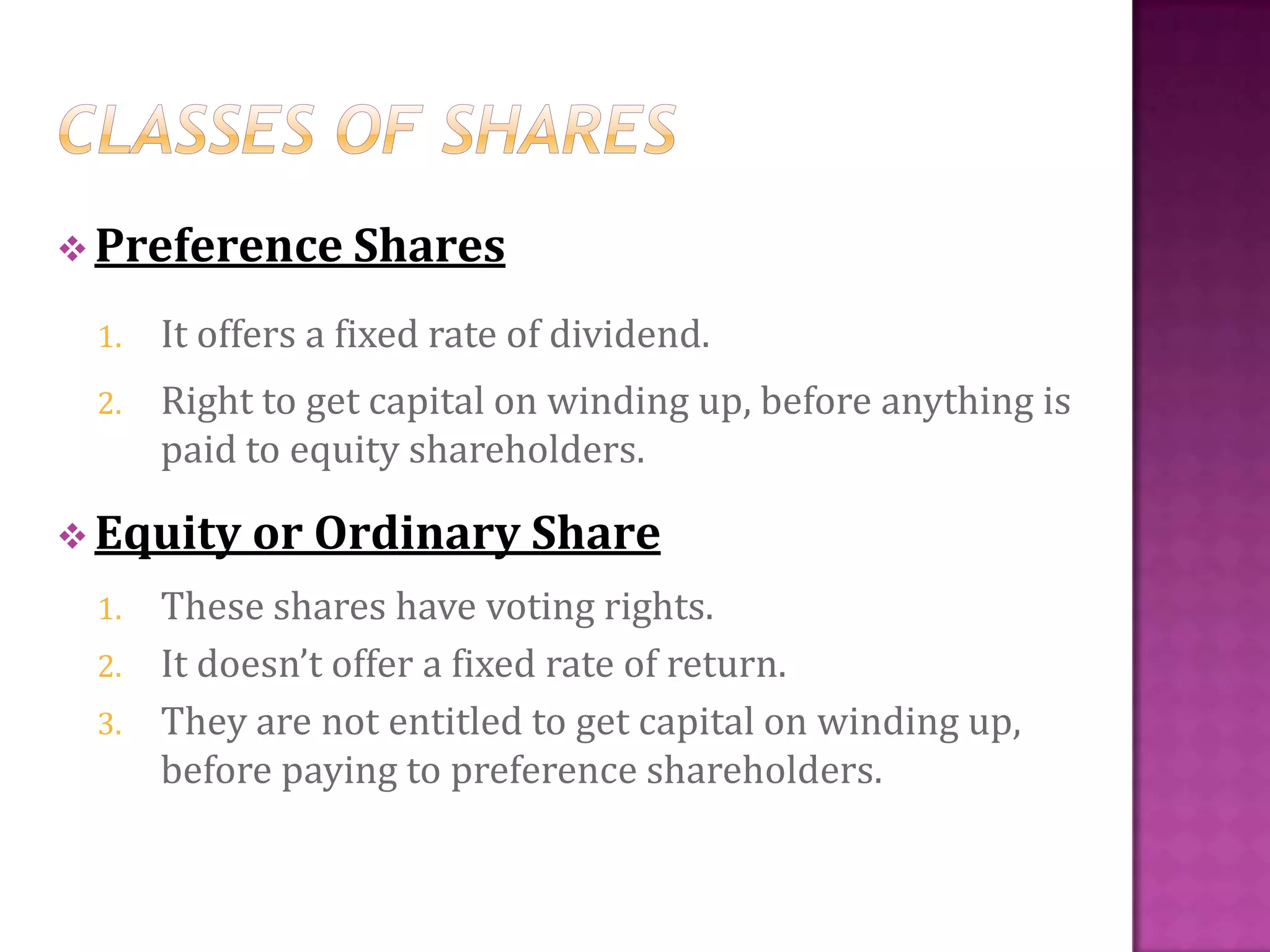 Shares and its types | PPTX