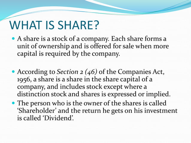 Shares and share capital | PPTX | Stocks and Bonds | Personal Investing