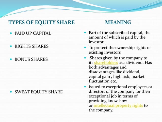 Shares and share capital | PPTX | Stocks and Bonds | Personal Investing