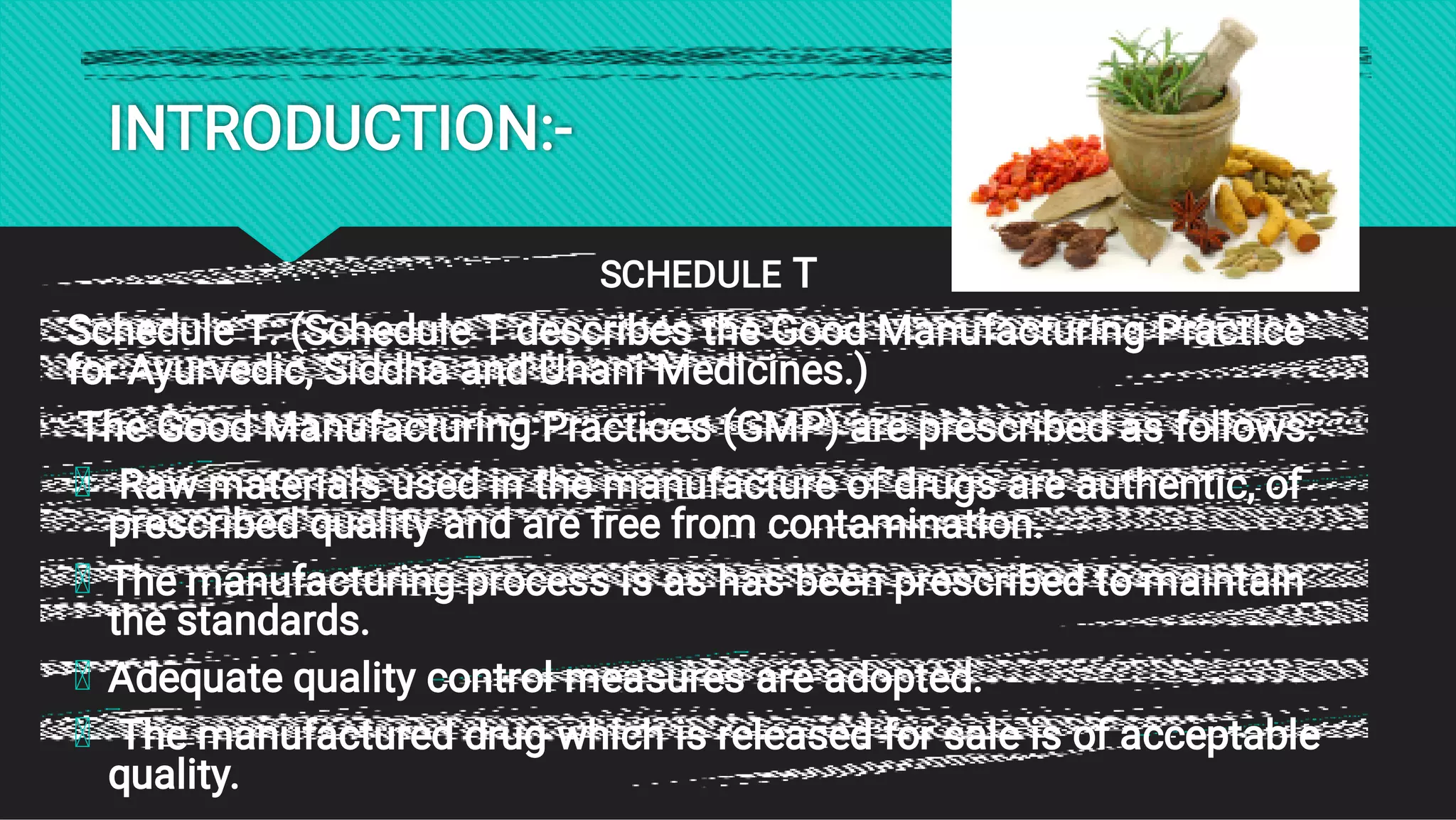 SCHEDULE T GMP INDIAN SYSTEM OF MEDICINE | PDF