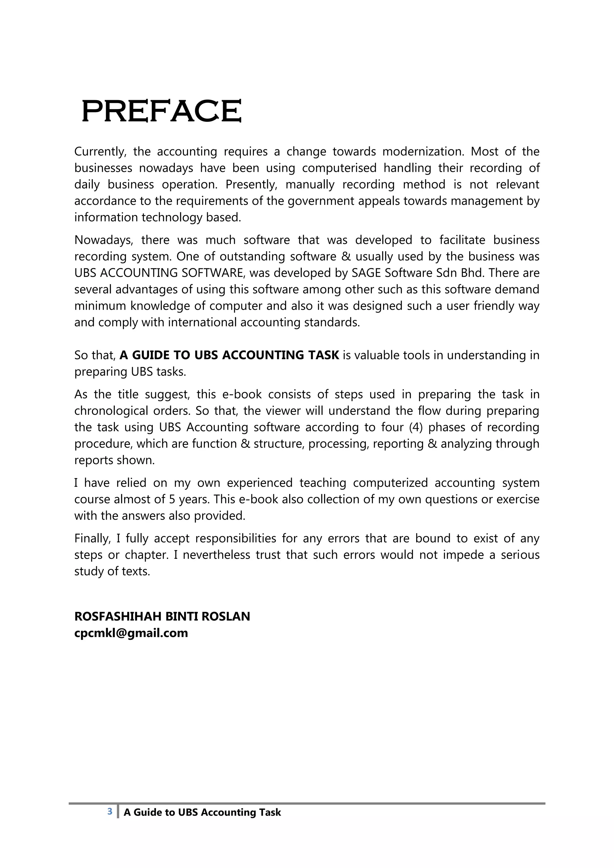 A Guide to UBS Accounting Task : The simple steps to record business ...