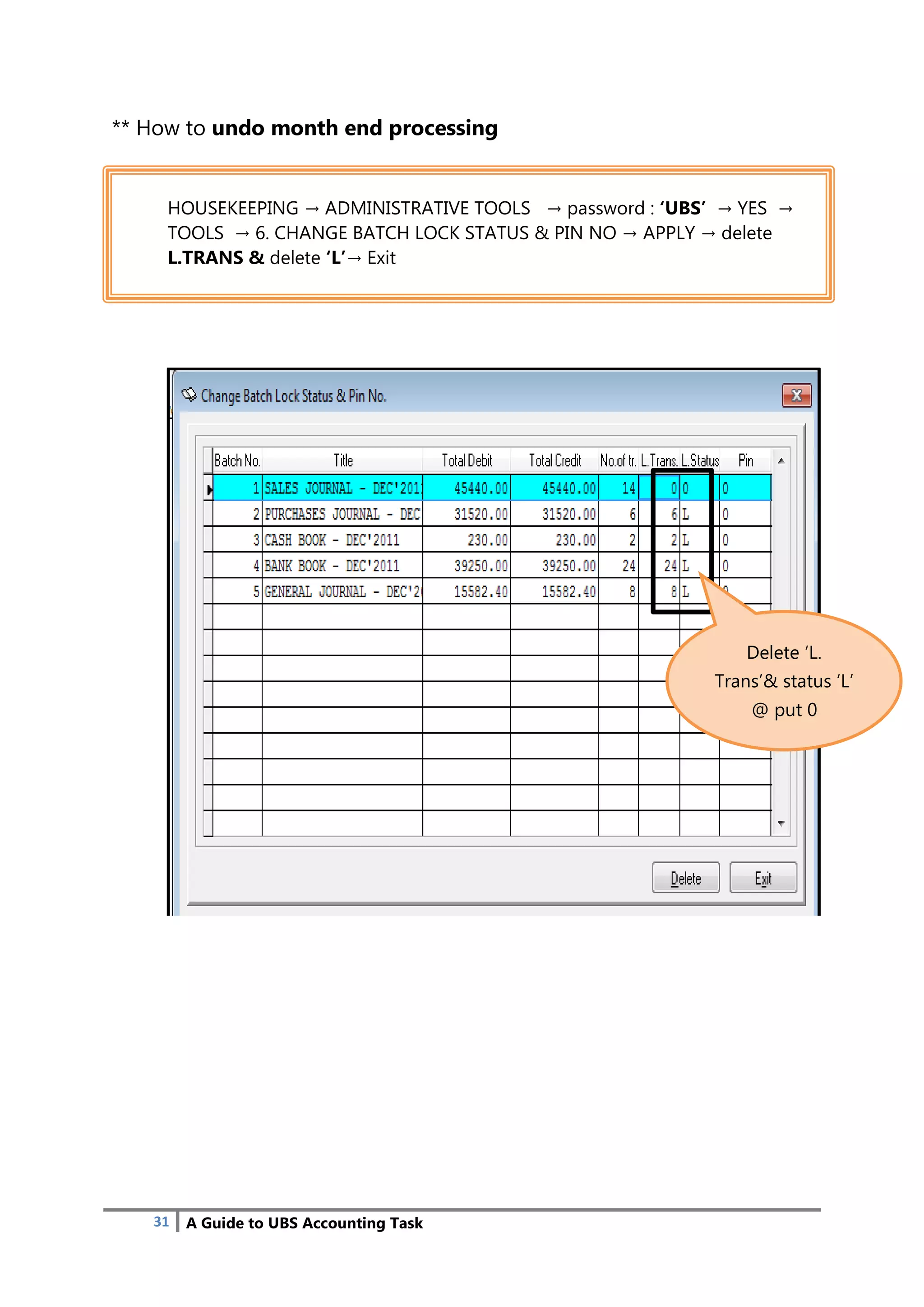 A Guide to UBS Accounting Task : The simple steps to record business ...