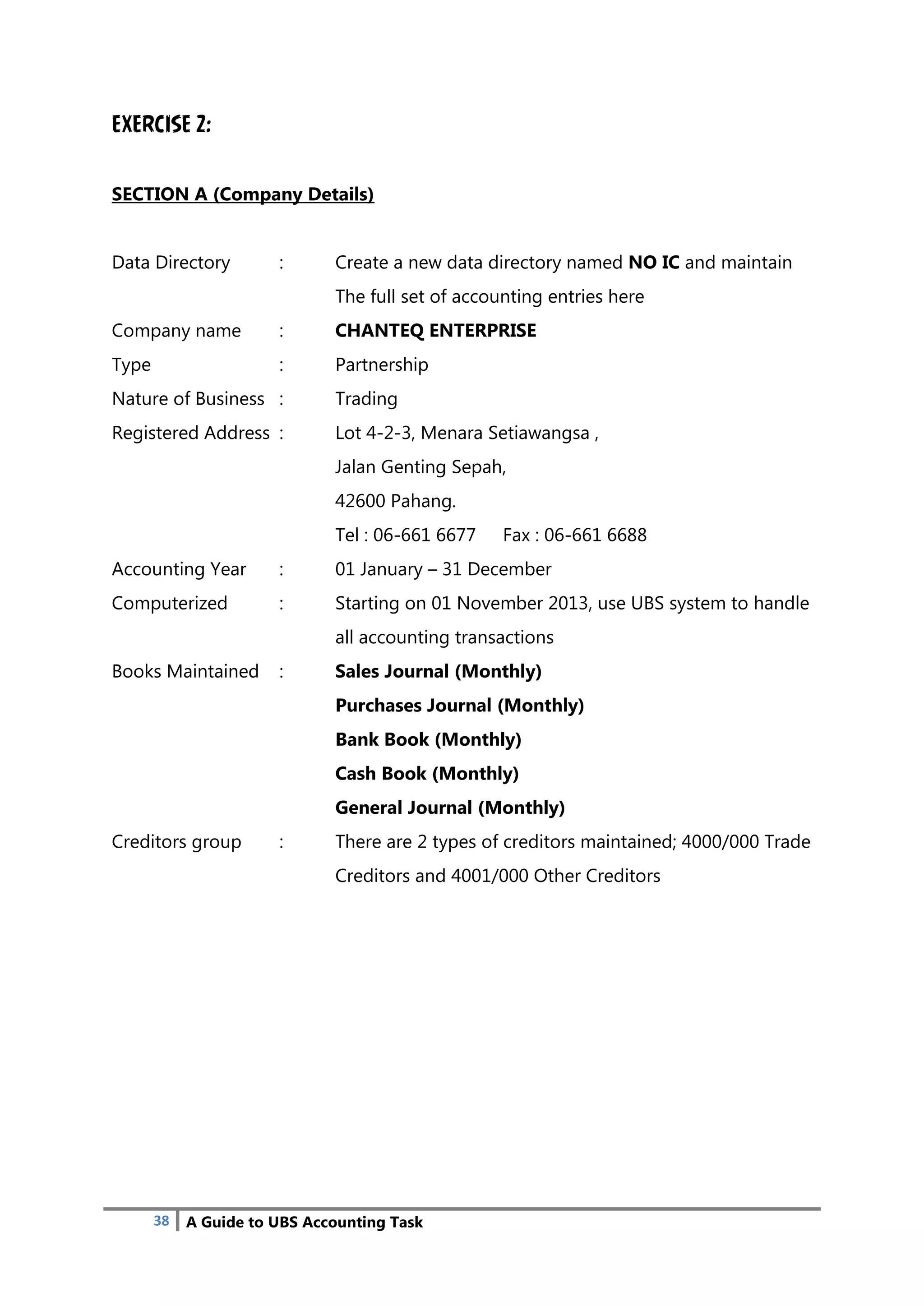 A Guide to UBS Accounting Task : The simple steps to record business transaction | PDF