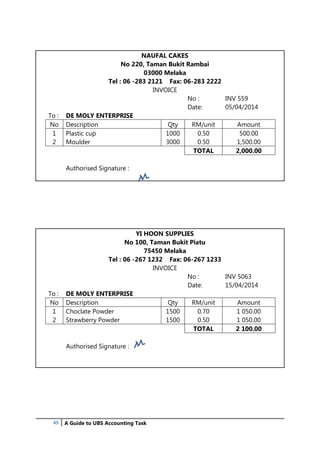 A Guide to UBS Accounting Task : The simple steps to record business transaction | PDF