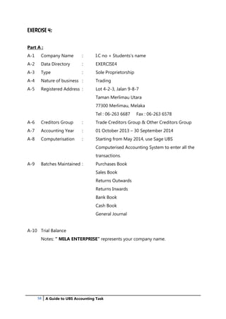 A Guide to UBS Accounting Task : The simple steps to record business ...