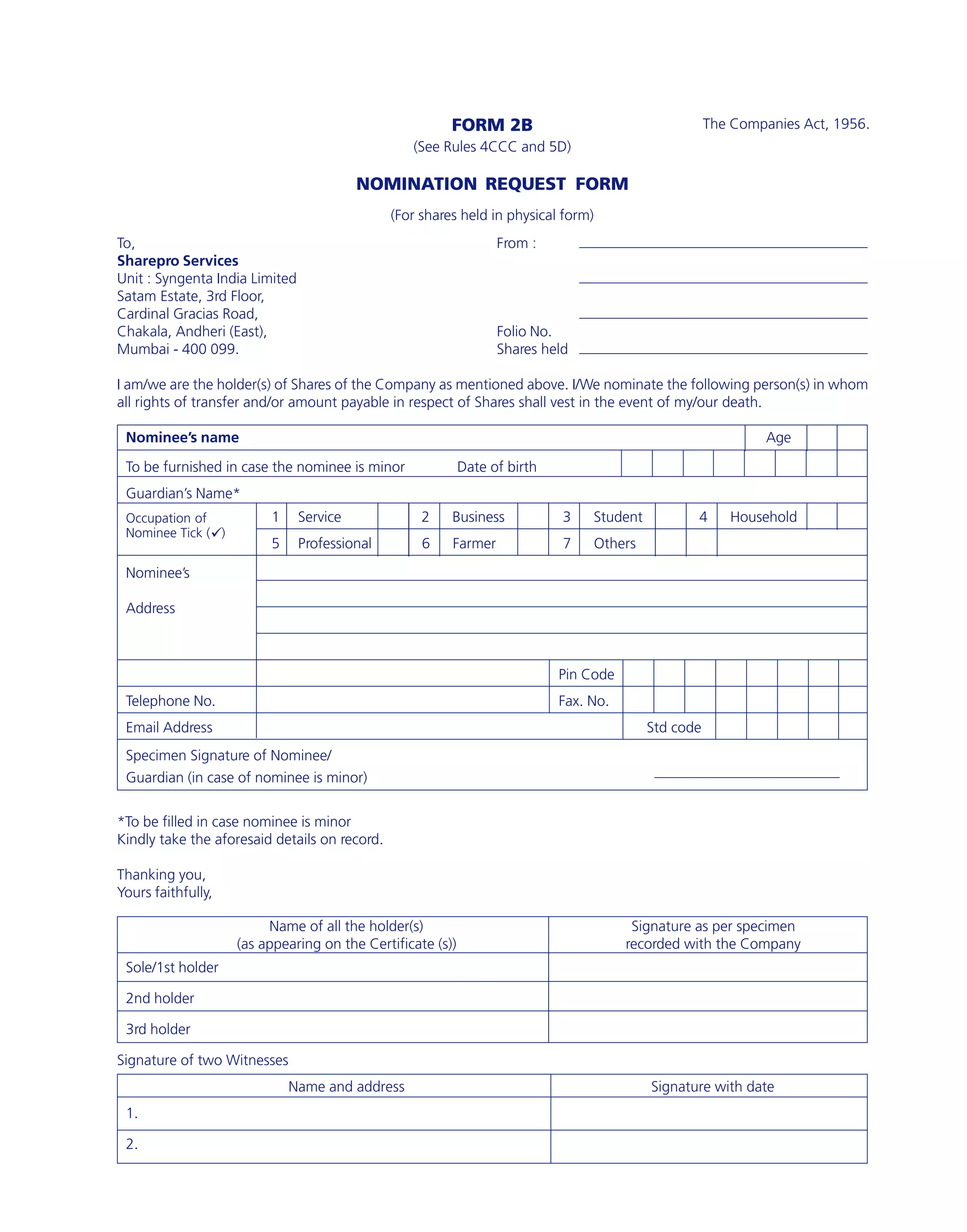 Shares nomination form | PDF