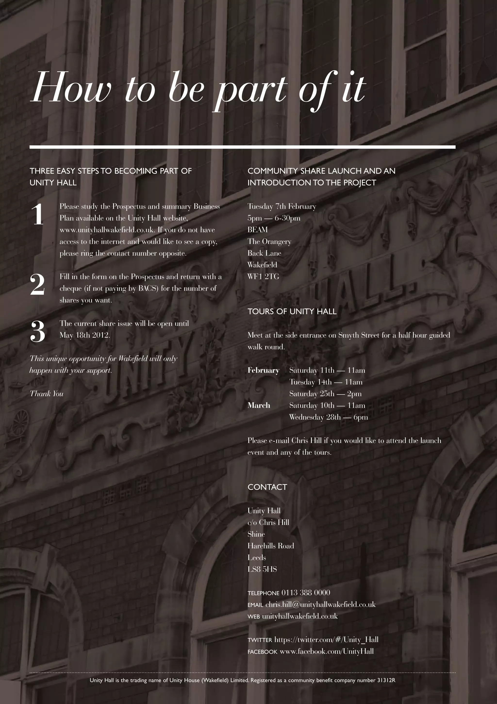 Tours of Unity Hall flyer | PDF