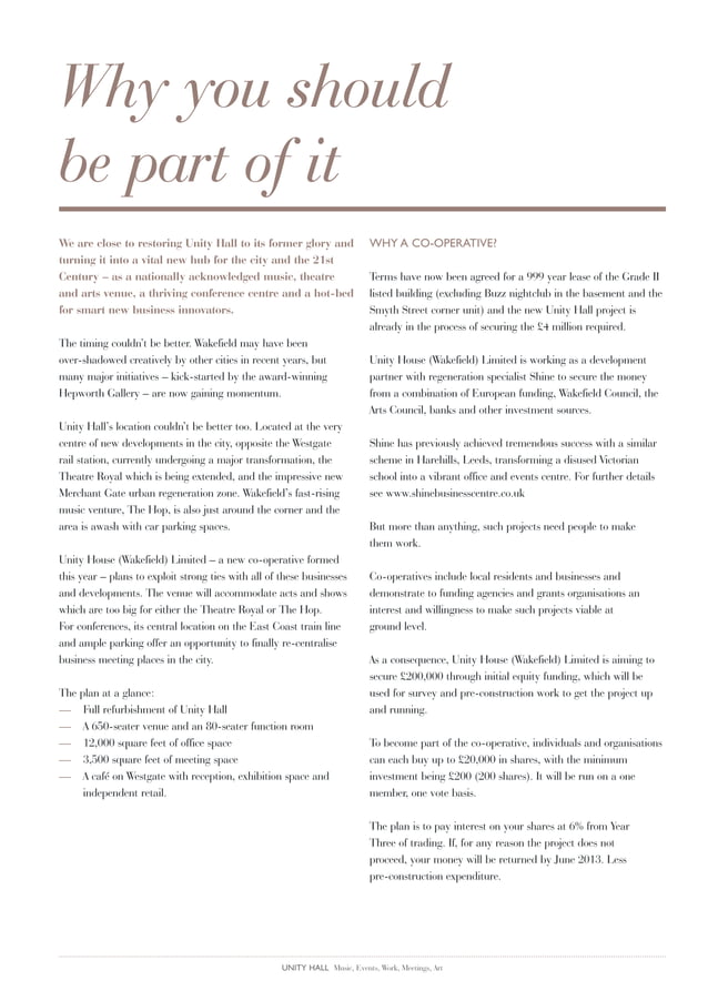 Tours of Unity Hall flyer | PDF