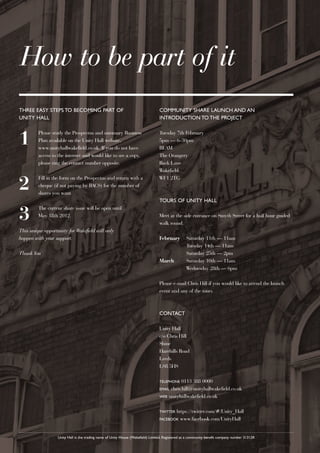 Tours of Unity Hall flyer | PDF