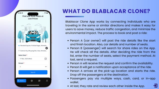 Blablacar Clone - Carpooling App Development | PPT