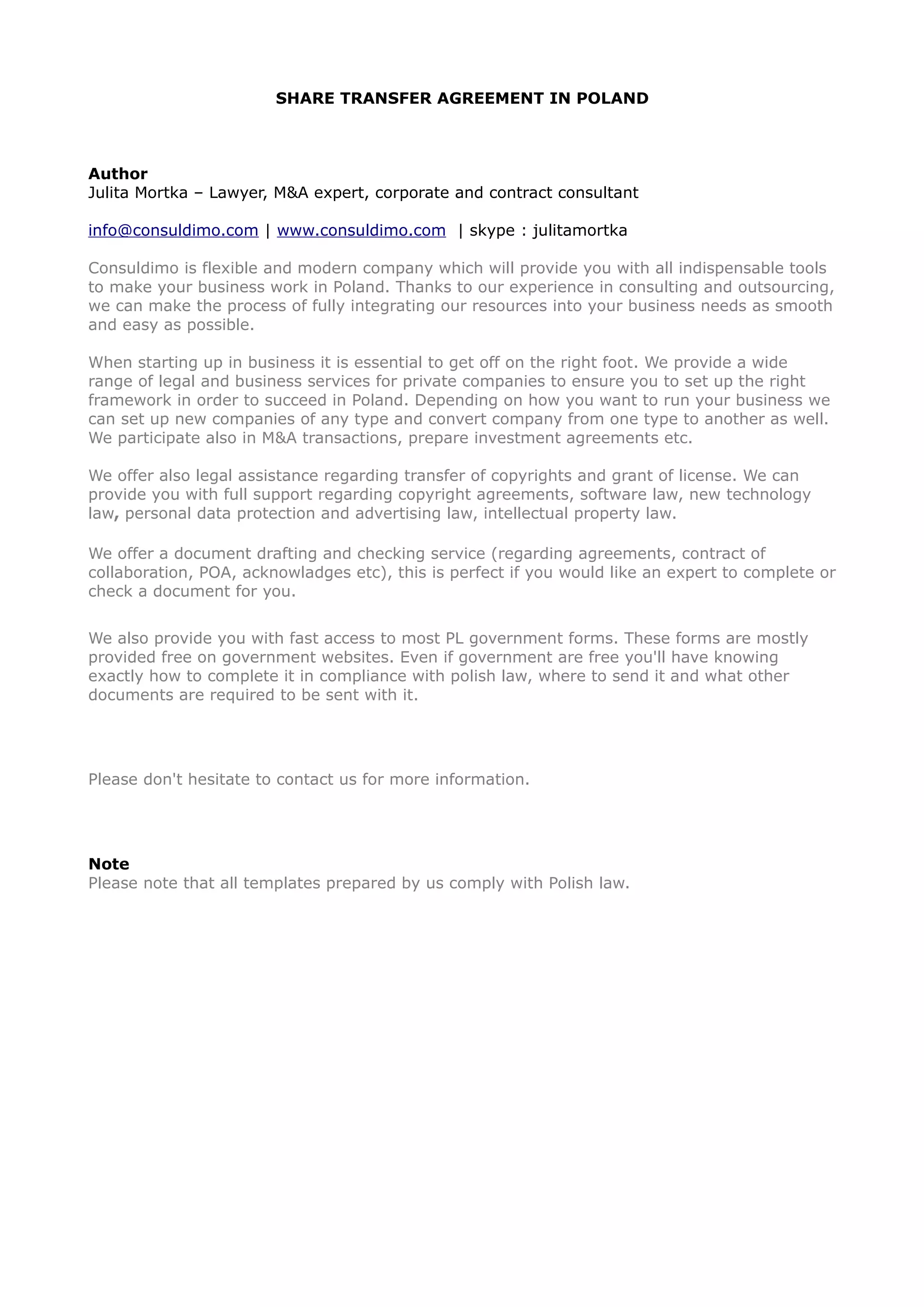 Share transfer agreement | PDF