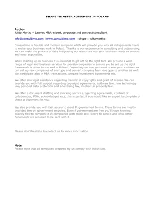 Share Transfer Agreement Template