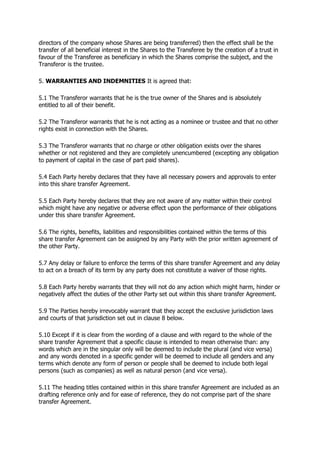 SHARE TRANSFER AGREEMENT | PDF