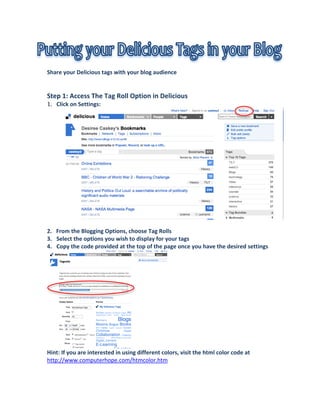 Share your delicious tags with your blog audience | PDF