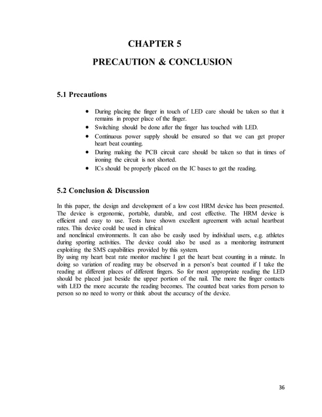 Report on Automatic Heart Rate monitoring using Arduino Uno | DOCX