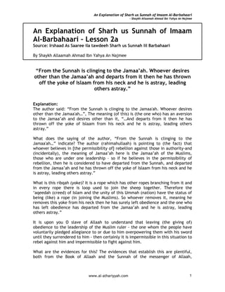 Sharhus Sunnah barbaharee annajmee | PDF
