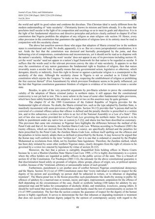 Sharia criminal law and state secularity principle in nigeria | PDF