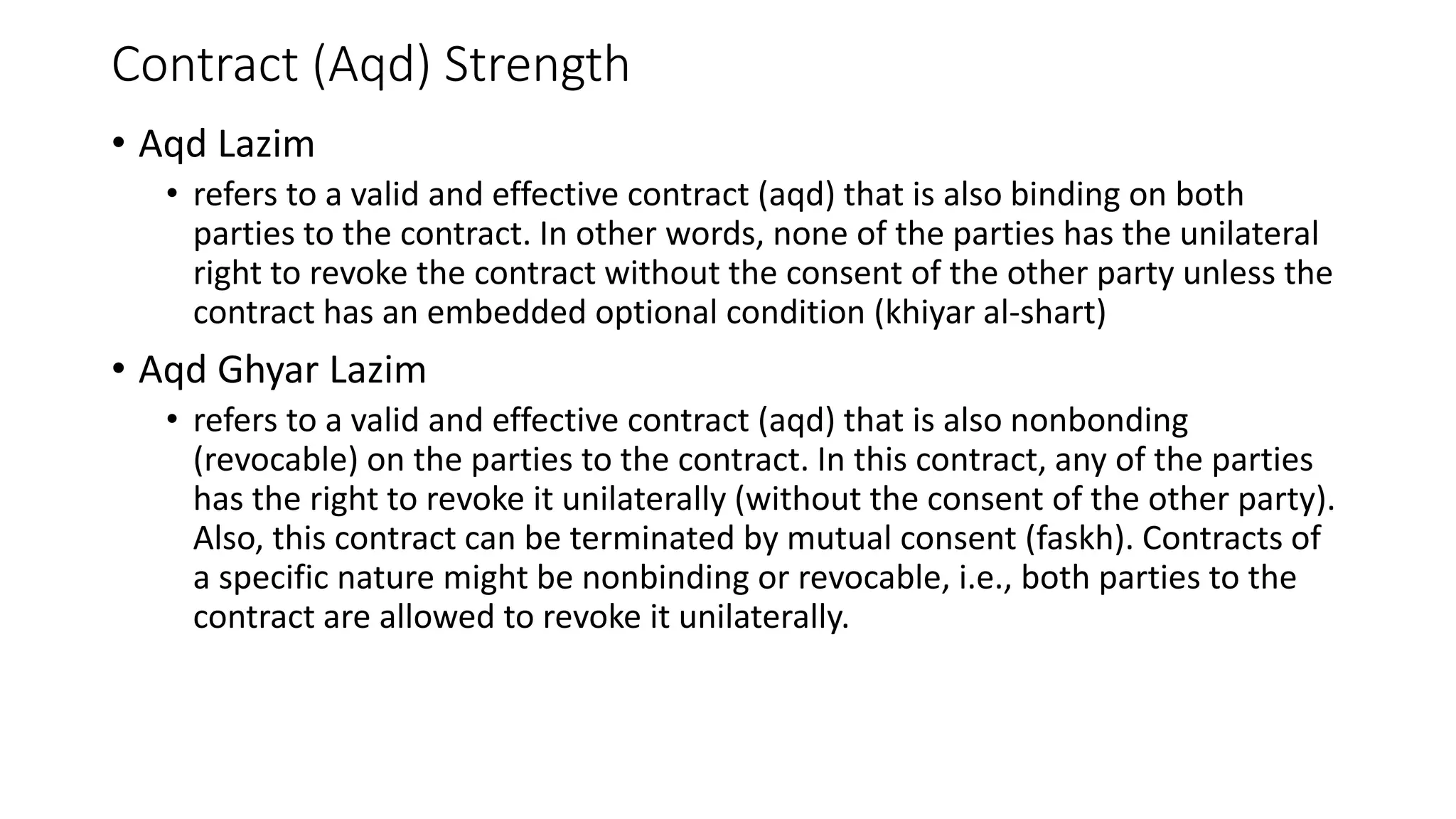 Islamic Finance - Contract (Aqd) | PPTX