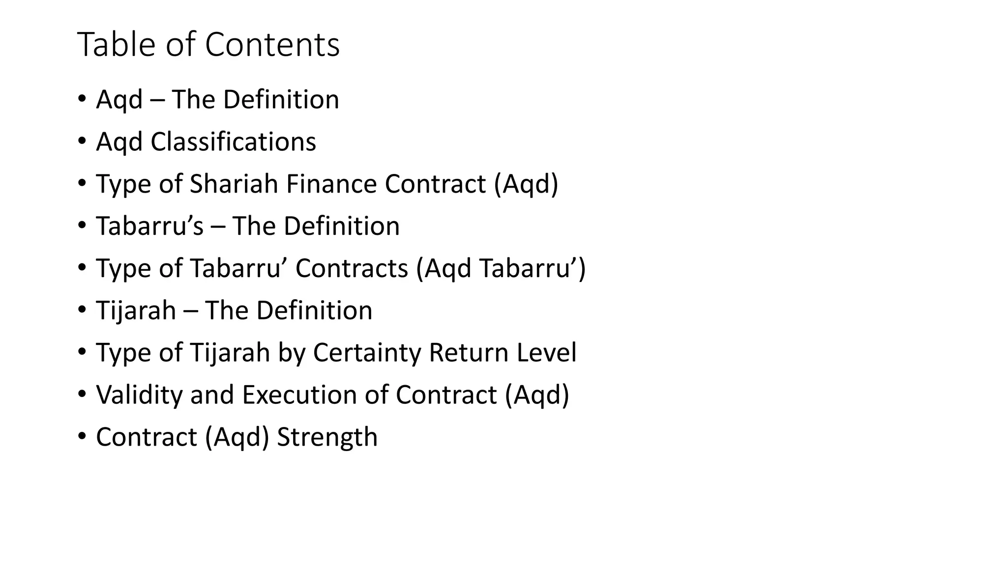 Islamic Finance - Contract (Aqd) | PPTX