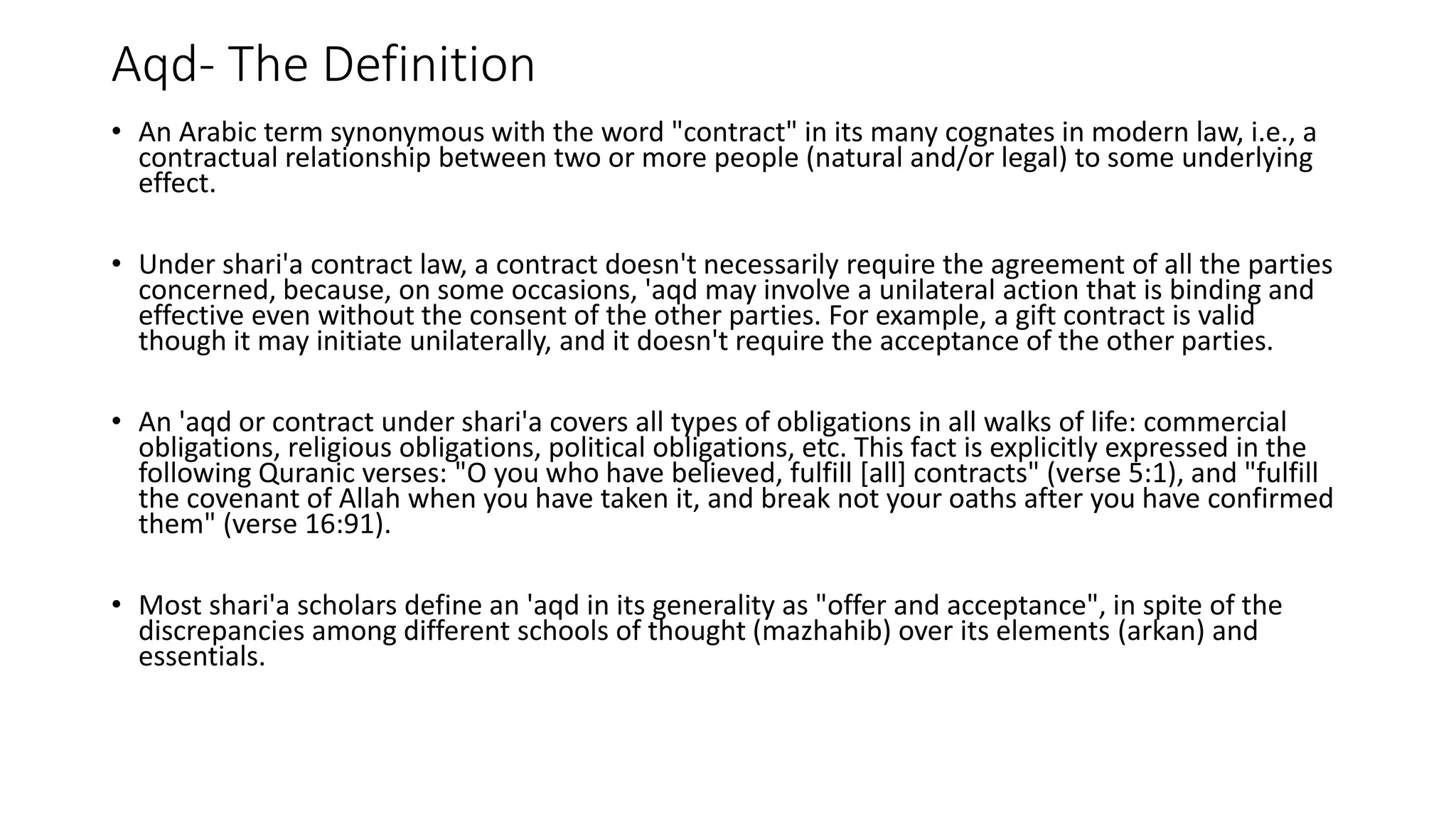 Islamic Finance - Contract (Aqd) | PPTX