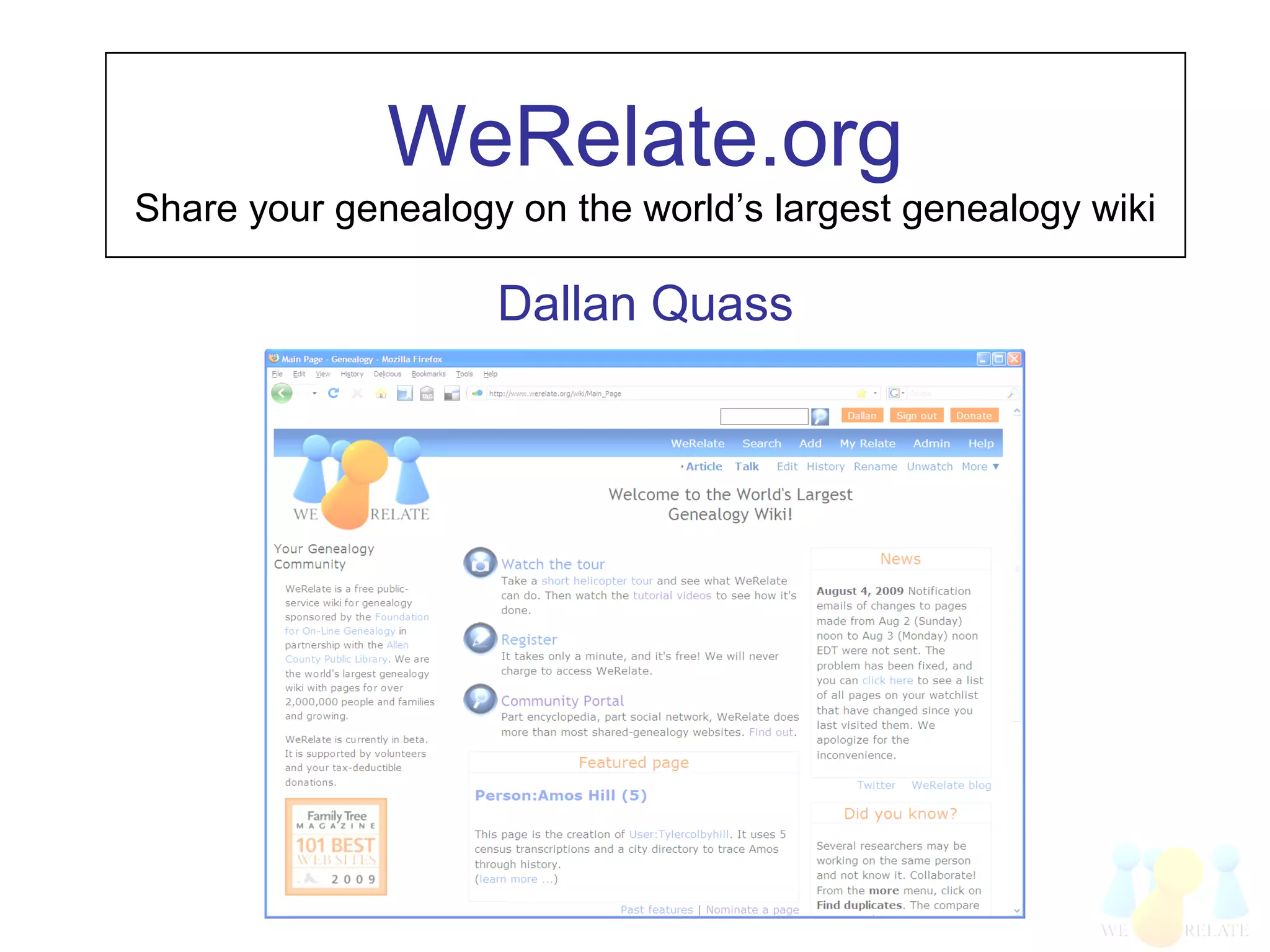Why share your genealogy content on WeRelate.org (2009) | PPT
