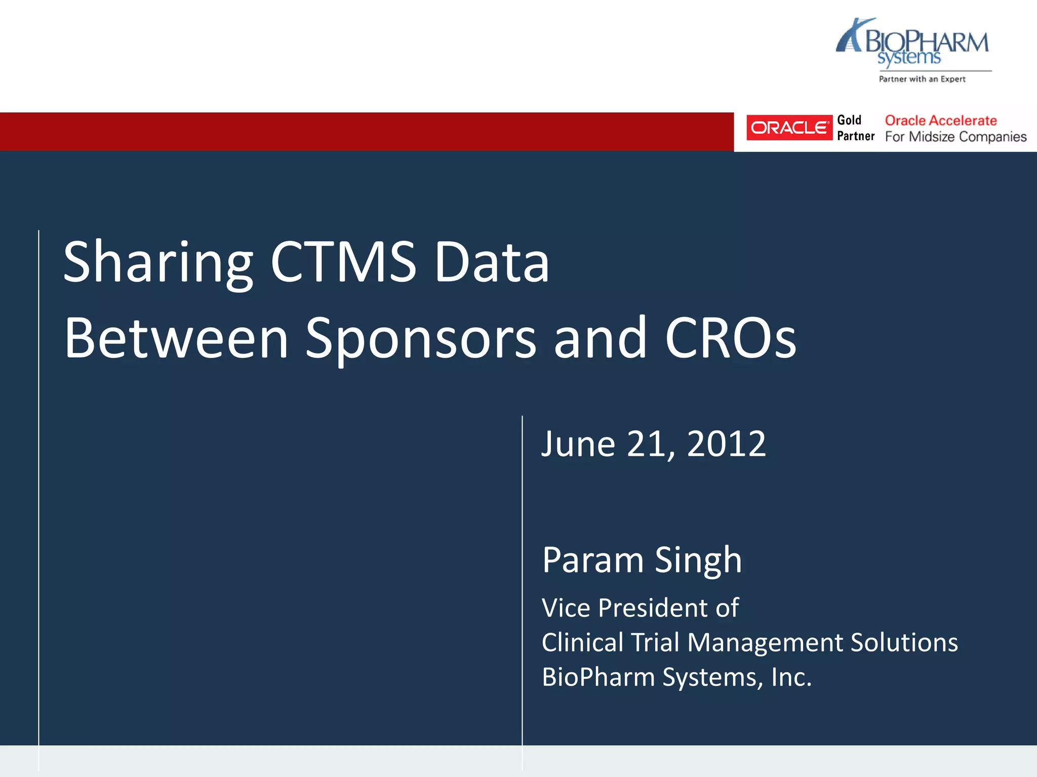 Sharing CTMS Data Between Sponsors and CROs | PDF