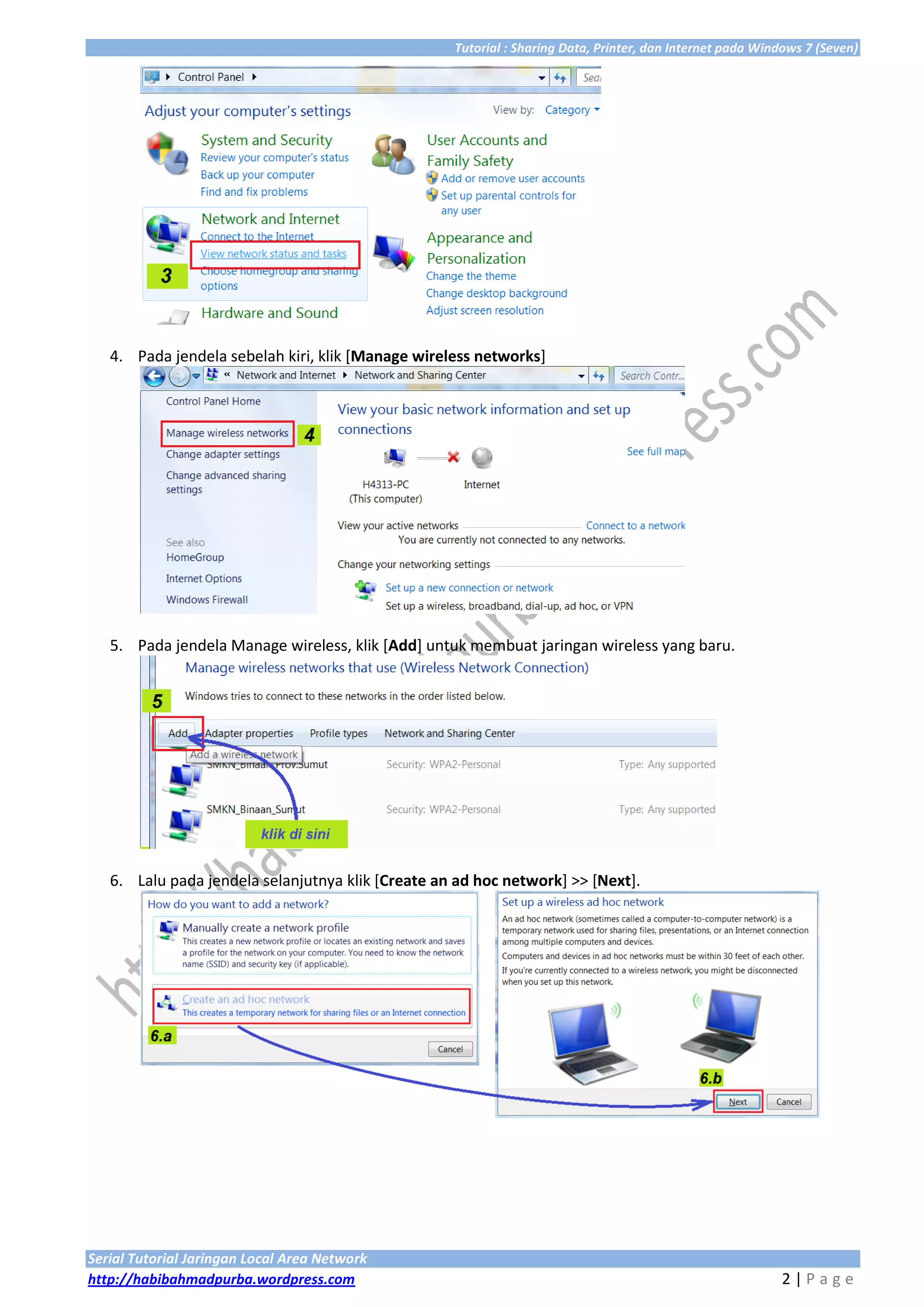 Sharing data-printer-dan-internet-pada-windows-7-seven | PDF
