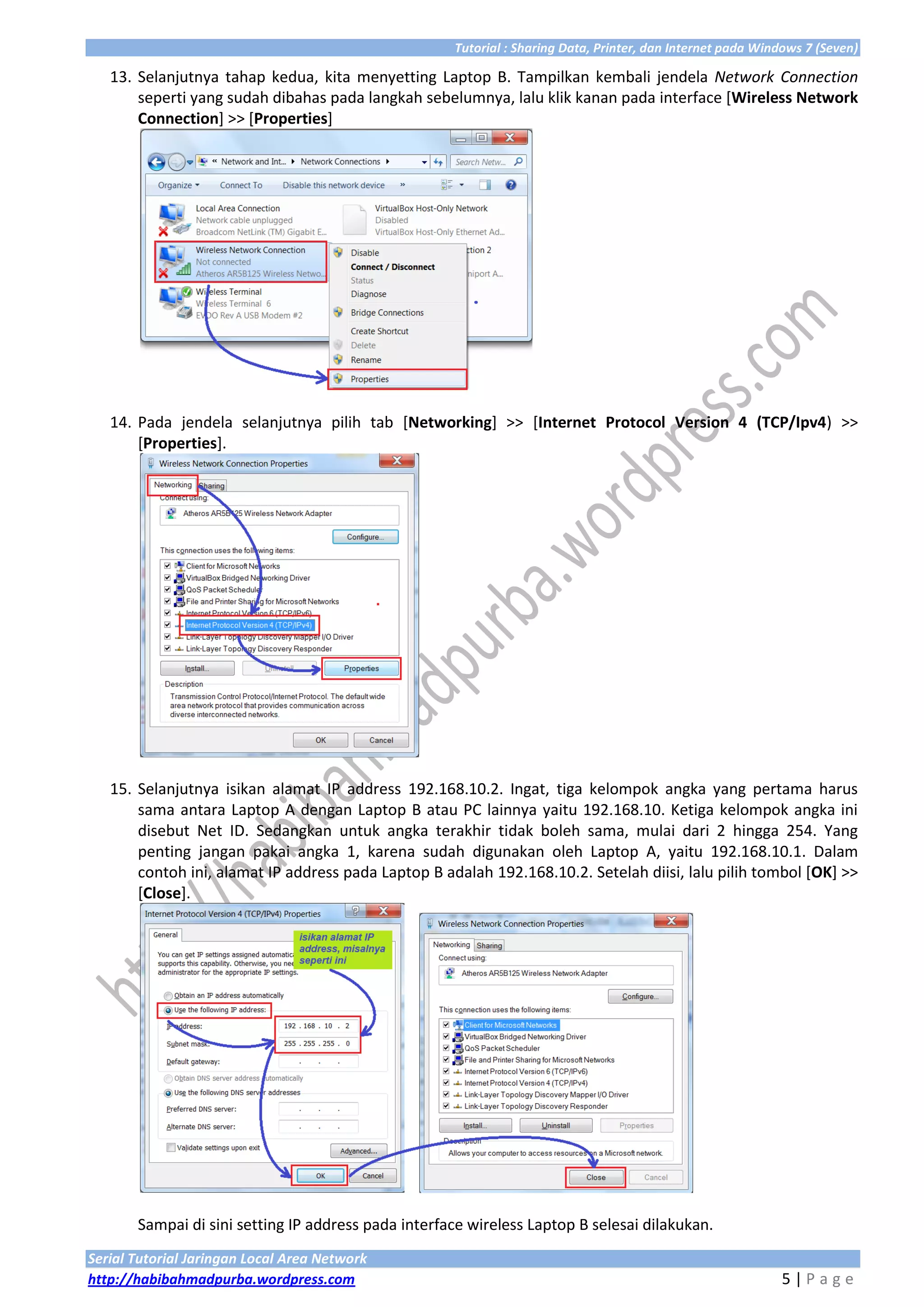 Sharing data-printer-dan-internet-pada-windows-7-seven | PDF
