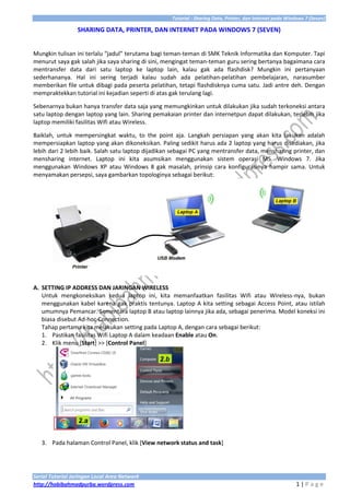 Sharing data-printer-dan-internet-pada-windows-7-seven | PDF