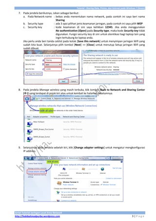 Sharing data-printer-dan-internet-pada-windows-7-seven | PDF