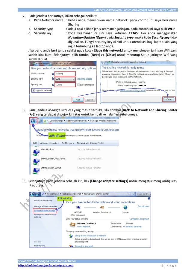 Sharing data-printer-dan-internet-pada-windows-7-seven | PDF