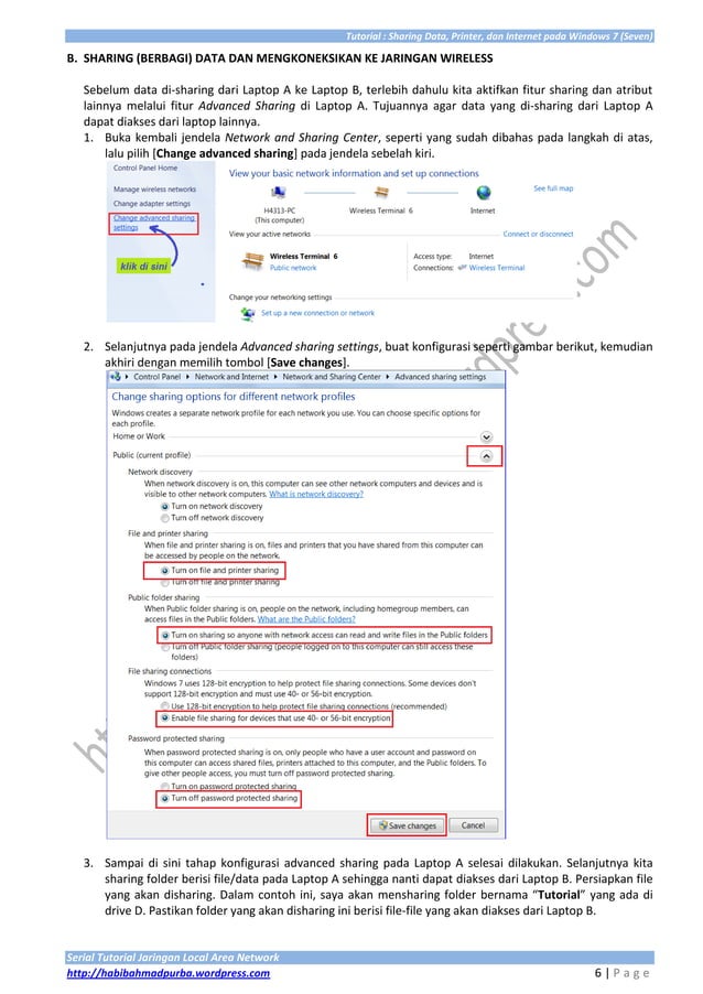 Sharing data-printer-dan-internet-pada-windows-7-seven | PDF