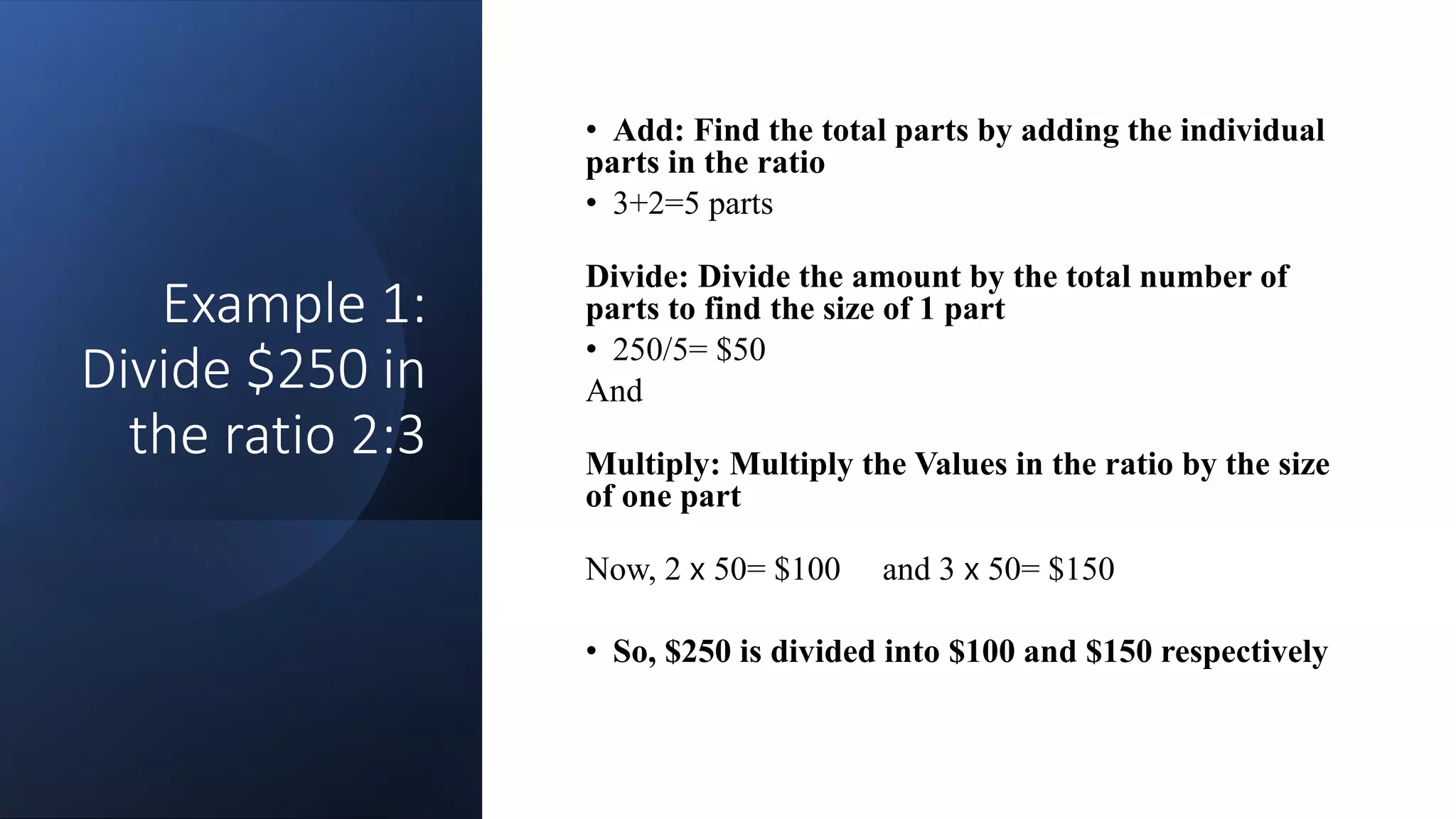 Sharing amounts into given ratios | PPTX