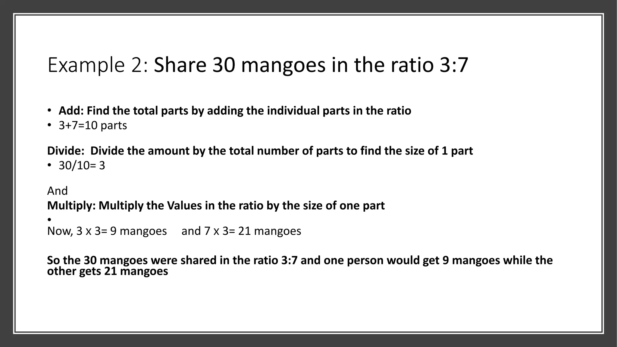 Sharing amounts into given ratios | PPTX