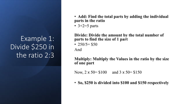 Sharing amounts into given ratios | PPTX