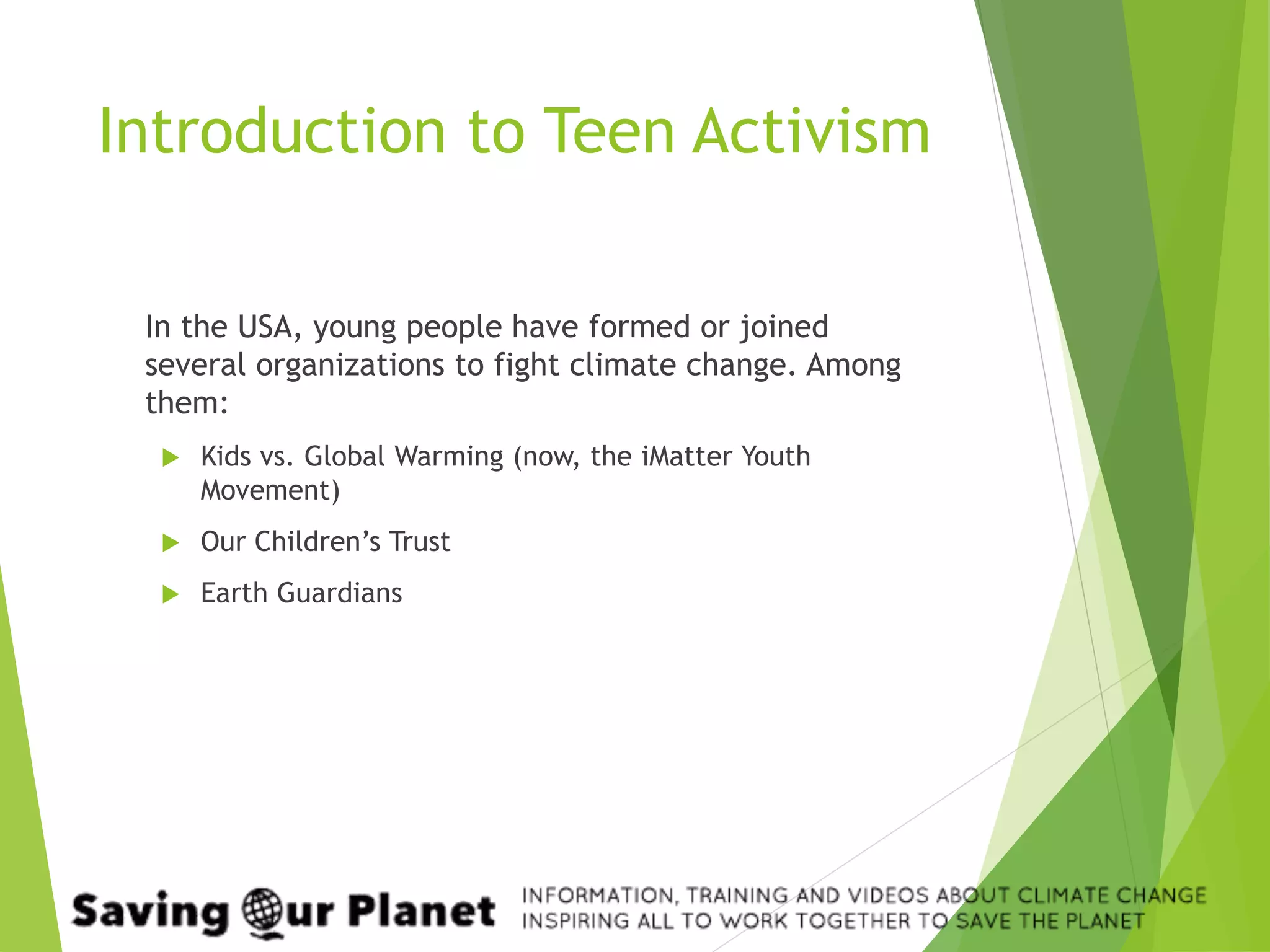 Tackling Climate Change - Introduction to Teen Activism | PPT