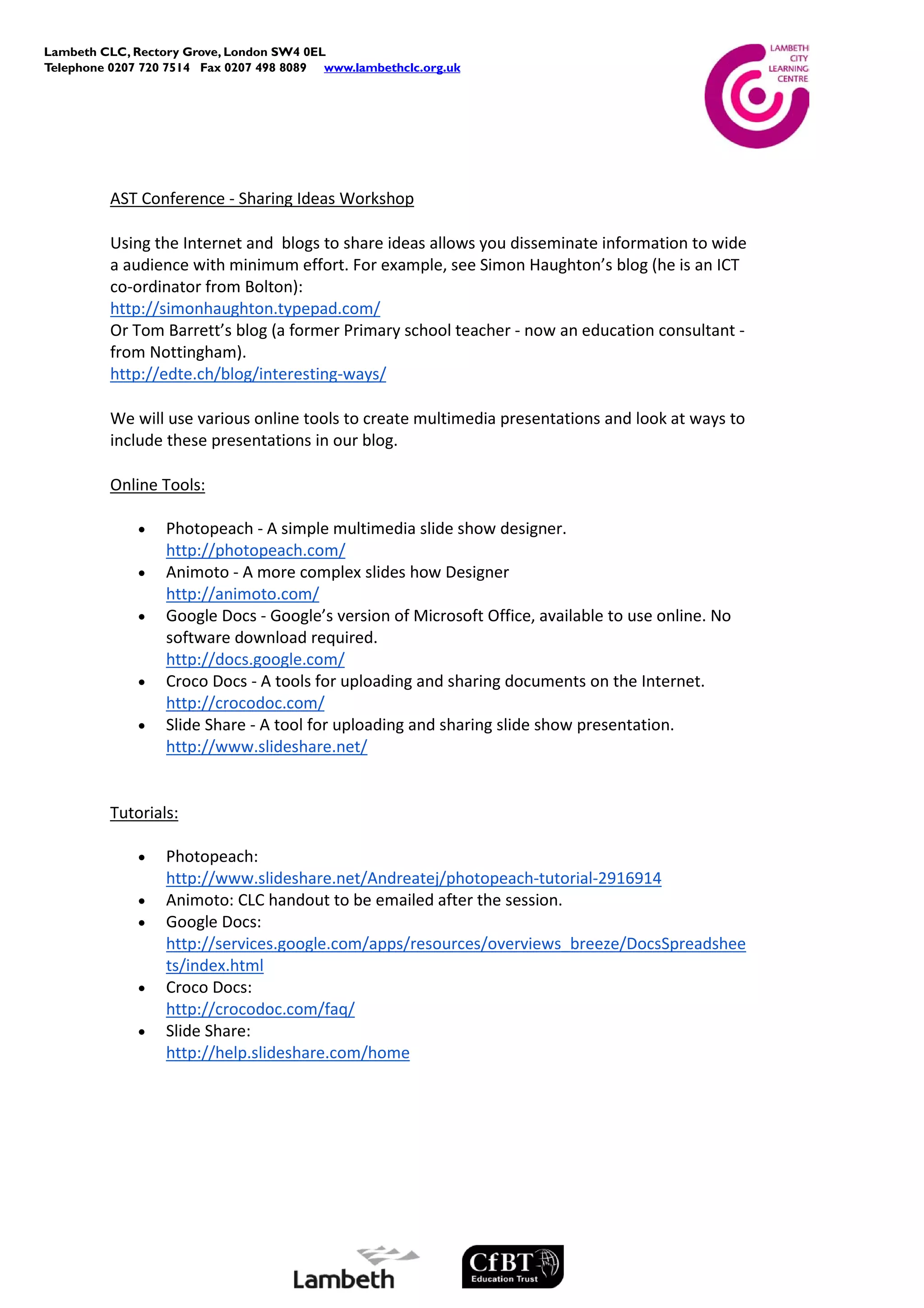 Sharing ideas handout | PDF