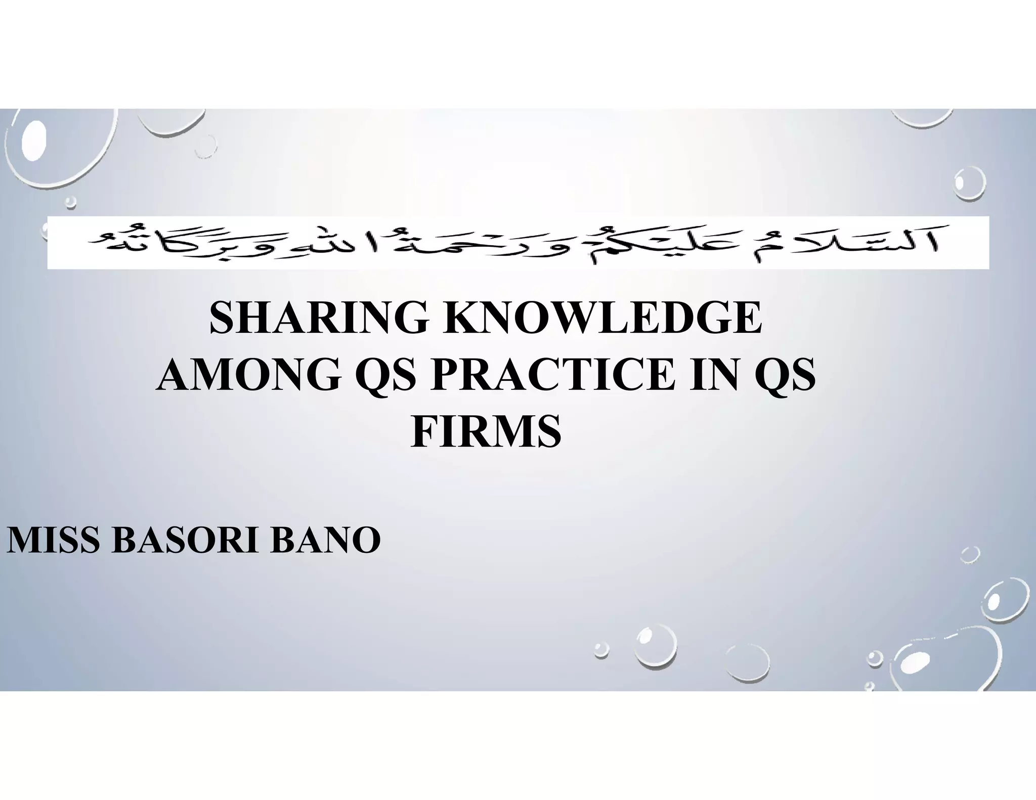 Sharing Knowledge Among QS practice in Qs firm in Malaysia | PDF